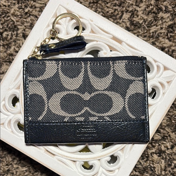 Coach | Accessories | Coach Navy And Cream Key Card Holder | Poshmark